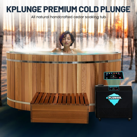 Anzzi 62 in. 2-Person 0-Jet Cedar Cold Plunge Ice Bath Tub/Hot Tub with ...