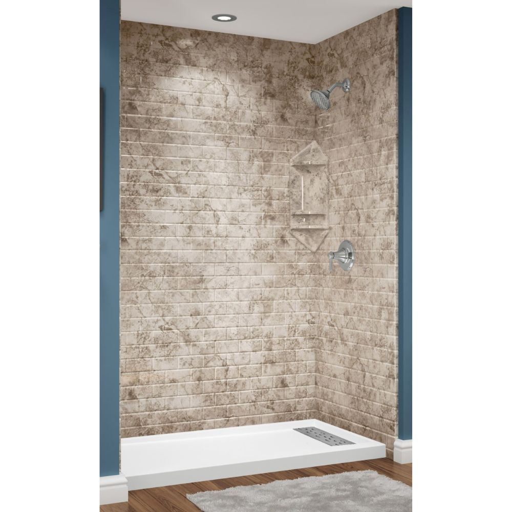 Avora Bath Subway RidgeStone Acrylic Alcove Shower System 60"W x 30"D ...