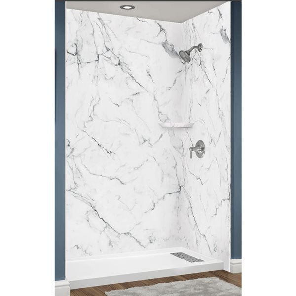 Avora Bath Venatino Marble Acrylic Alcove Shower System 60"W x 30"D x ...