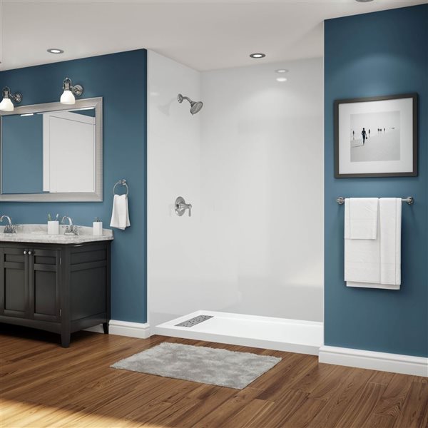 Avora Bath White Acrylic Alcove Shower System 60"W x 32"D x 96"H ...