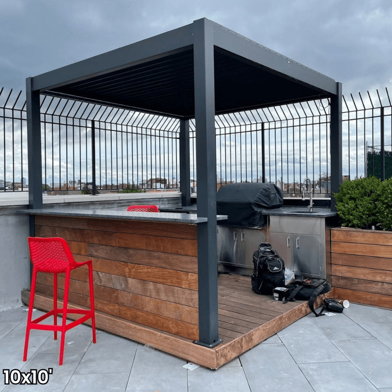 Bon Pergola 10'x10' Motorized Louver with Edge Lighting Villa Pergola ...