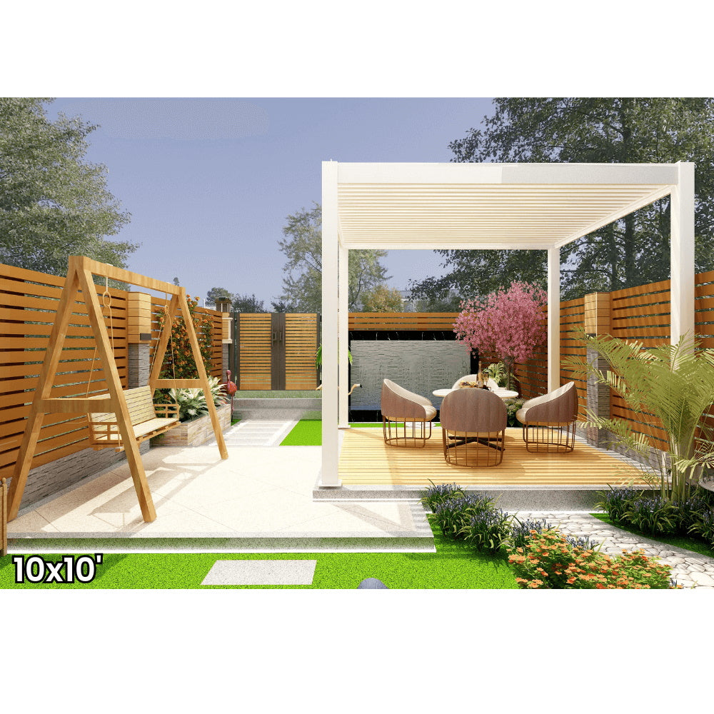 Bon Pergola 10'x10' Motorized Louver with Edge Lighting Villa Pergola ...