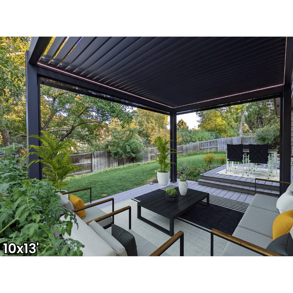 Bon Pergola 10'x13' Motorized Louver with Edge Lighting Villa Pergola ...