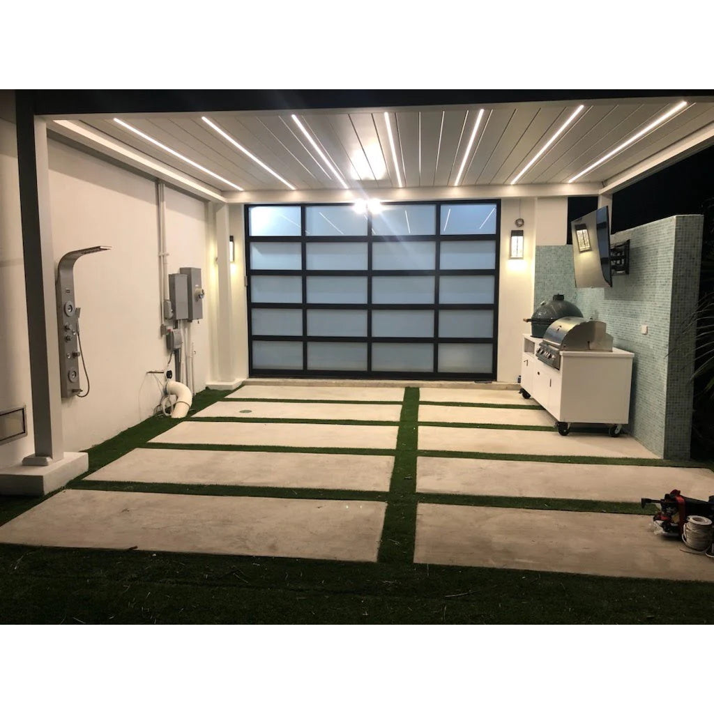 Bon Pergola Weatherproof Motorized Louvered Pergola with Lighting ...