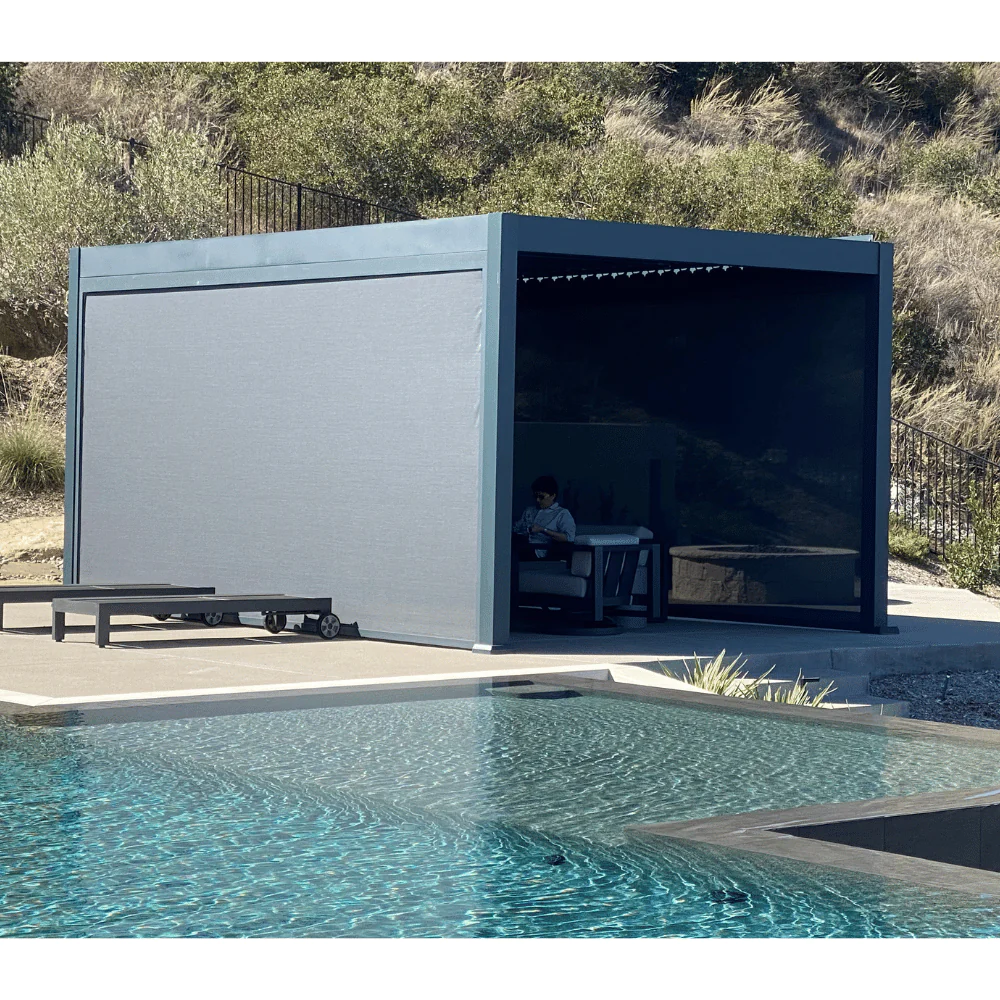 Bon Pergola Weatherproof Motorized Louvered Pergola with Lighting ...